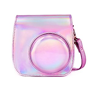Phetium Instant mini 12 Camera Protective Case Compatible with Instax Mini 12 11,PU Leather Bag with Pocket and Adjustable Shoulder Strap (Magic Pink)