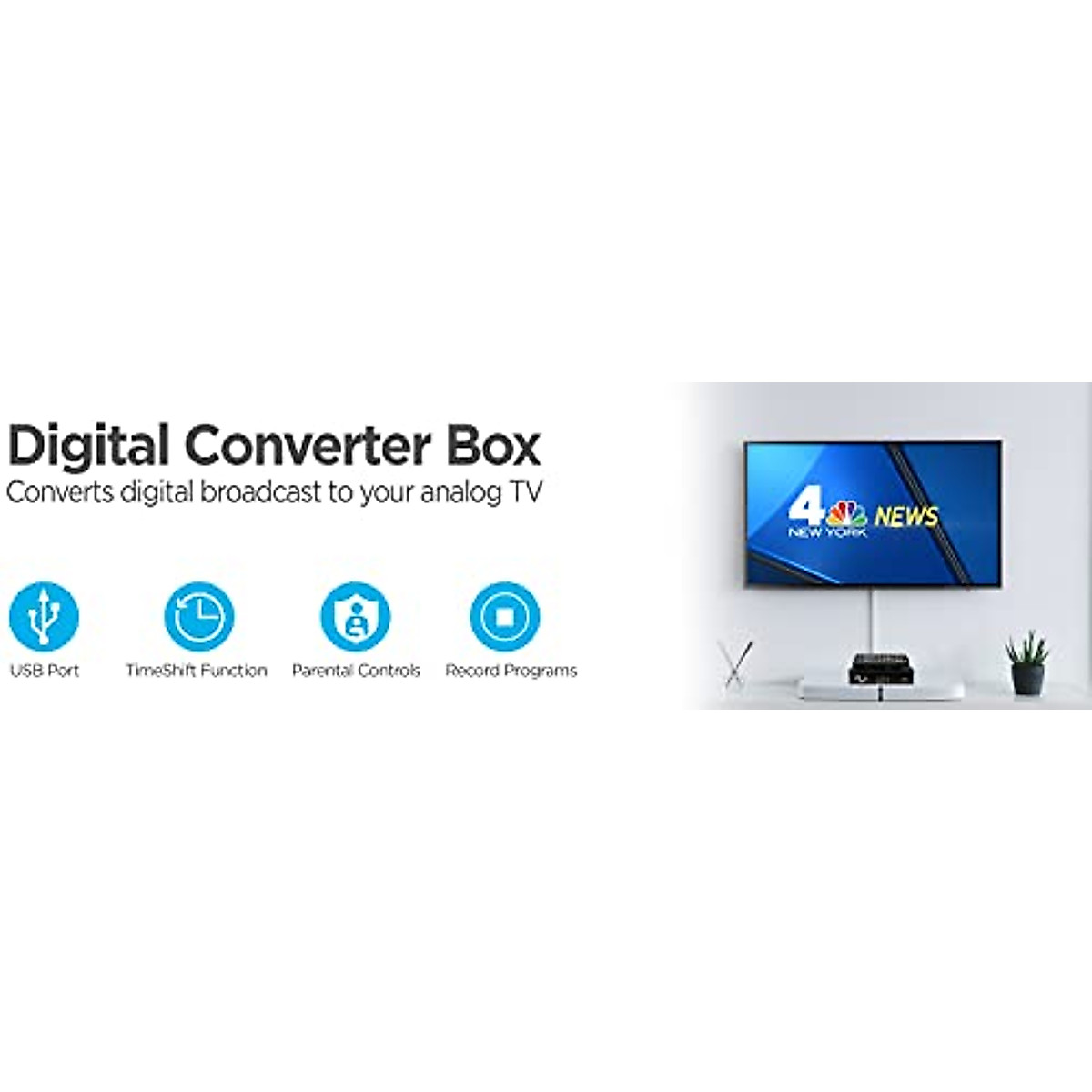 Digital Converter, Ematic Digital TV Converter Box with Recording, Playback, & Parental Controls