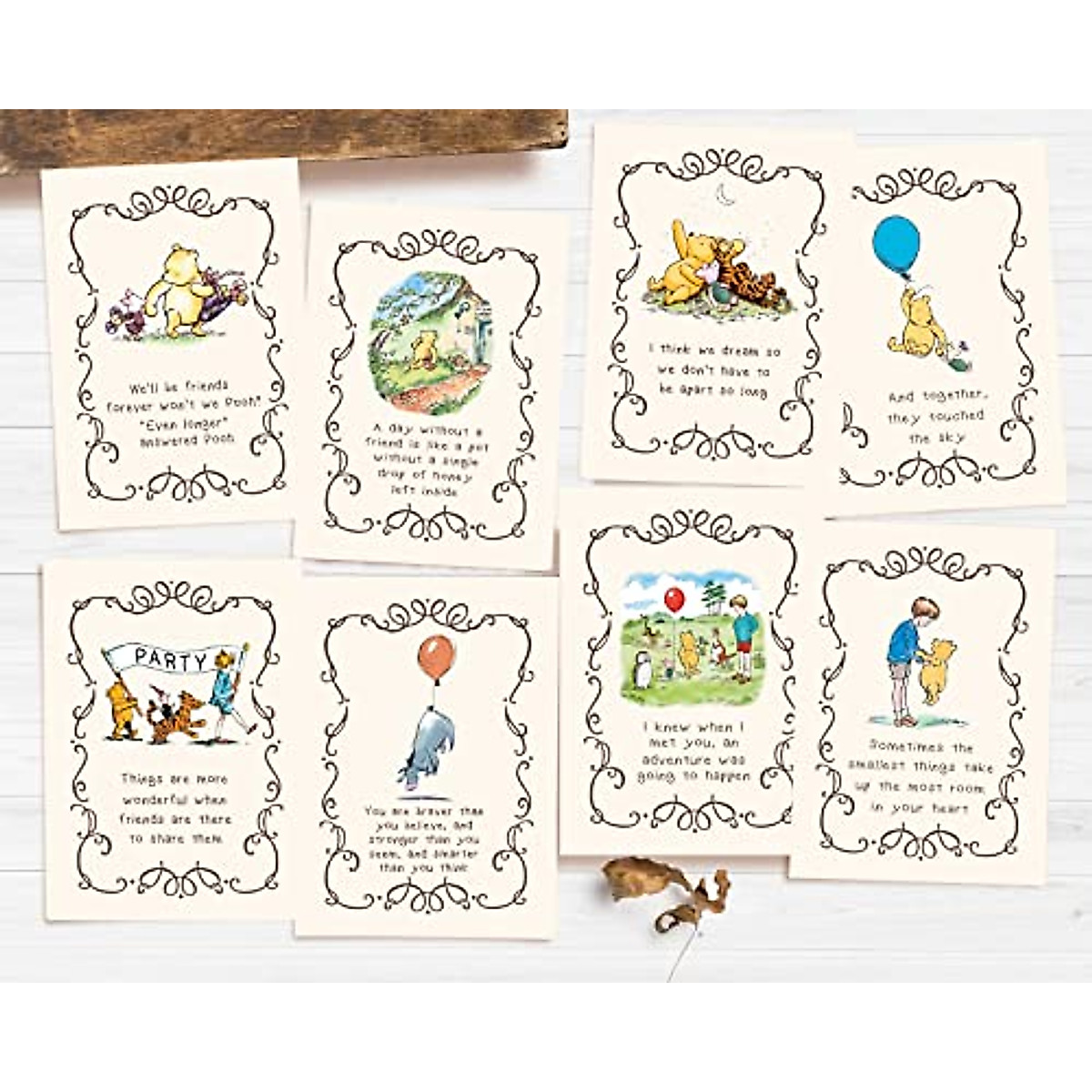 Classic Winnie Wall Decor Pooh Quotes Prints Pattern B, 5x7 Inch Adorable For Baby Shower Decorations Birthday Favors Centerpiece For Tables