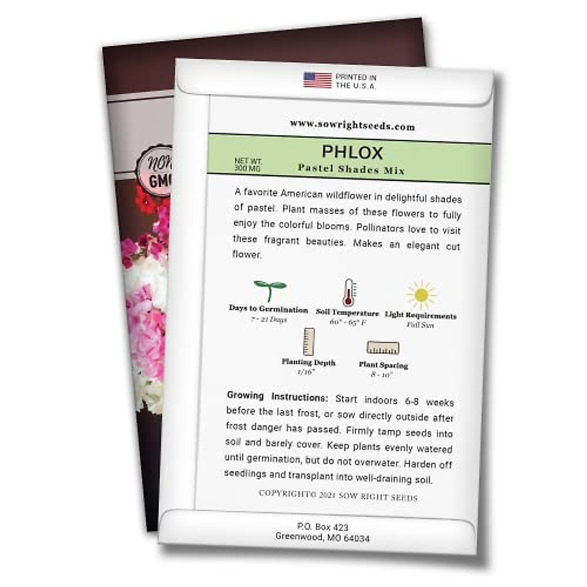 Sow Right Seeds - Pastel Shades Mixed Phlox Flower Seeds for Planting - Beautiful Flowers to Plant in Your Home Pollinator Garden - Non-GMO Heirloom Seeds - Colorful Annual - Great Gardening Gift