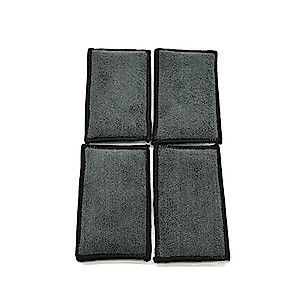 GlossOnly Microfiber Interior Scrub Sponge Car Wash Scrubbing Pad with Super Soft Bristle-Like Fibers (4 Pack), Microfiber Applicator Pads for Leather, Plastic, Vinyl and Upholstery Cleaning
