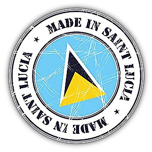 DG Graphics Made in Saint Lucia Grunge Flag Stamp Art Decor 5'' x 5'' Magnet Vinyl Magnetic Sheet for Lockers, Cars, Signs, Refrigerator