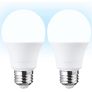 TORCHSTAR Universal Garage Door Opener LED Light Bulb, 100W Eqv. 1700lm Ultra Bright, Minimize Interference with Remotes, UL FCC Listed, 120V, A19 Bulbs, 15W, E26 Base, 5000K Daylight, Pack of 2
