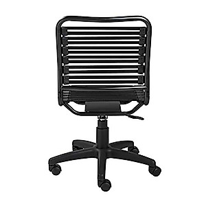 HomeRoots Metal Black Flat Bungie Cord Low Back Rolling Office Chair