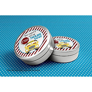 Stop to Say Thanks Traffic Themed School Bus Driver Appreciation Thank You Sticker Labels, 40 2" Party Circle Stickers by AmandaCreation, Great for Envelope Seals & Gift Bags