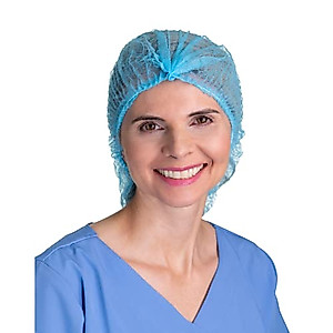 Disposable Bouffant Caps | 24 Inch | Blue | 100 Pack | Head Covers | Hair Nets