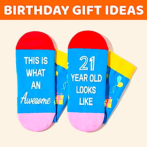 Zmart 21st Birthday Gifts for Female Male, Gifts for 21 Year Old Man Woman, 21 Year Old Birthday Gifts Socks for Her Him