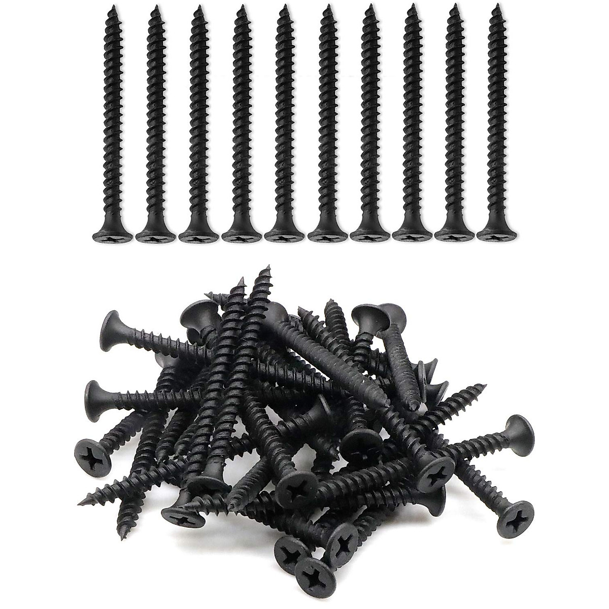 IMScrews 100pcs #8 x 2 Flat Head Phillips Drywall Screws Fine Thread Sharp Point Wood Screw, Carbon Steel 1022A, Black Phosphate