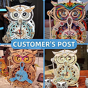 RoWood 3D Puzzles for Adults, Wooden Model Kits for Adults to Build, Birthday Gift for Adults & Teens (161 PCS)- Owl Clock