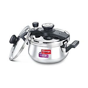 Prestige Clip On Stainless Steel Handi Pressure Cooker with Glass Lid, 5-Liter
