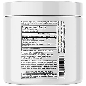 Codeage Liposomal Magnesium Glycinate Supplement, 2-Month Supply, Bisglycinate Magnesium Chelate, Chelated Magnesium Mineral Pills, BioPerine Black Pepper Vitamins Capsules, Non-GMO Vegan, 240 ct