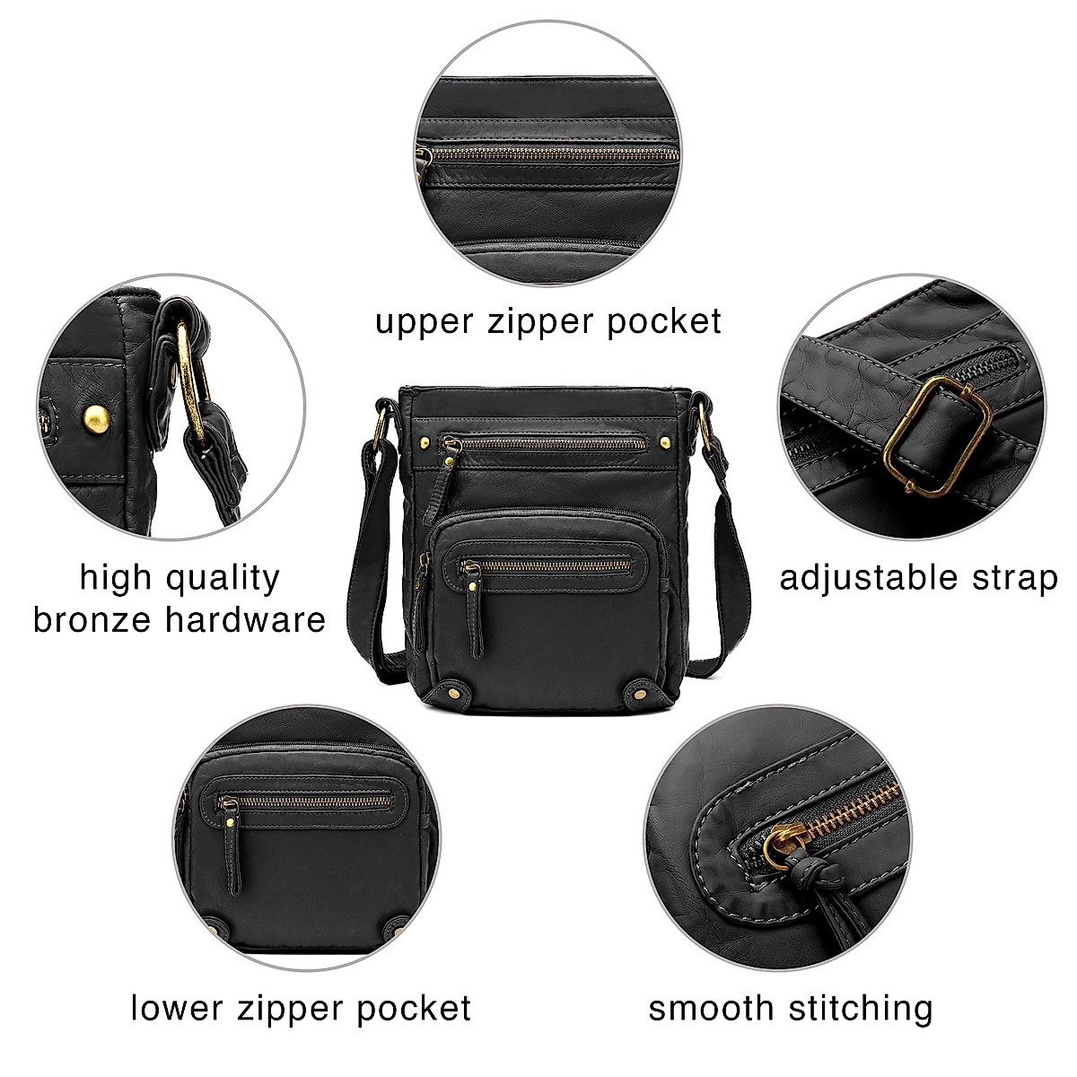 Scarleton Crossbody Bags for Women Travel Bag Purses and Handbags Multi Pocket Shoulder Bag Ultra Soft Faux Leather, H169319 - Navy Blue