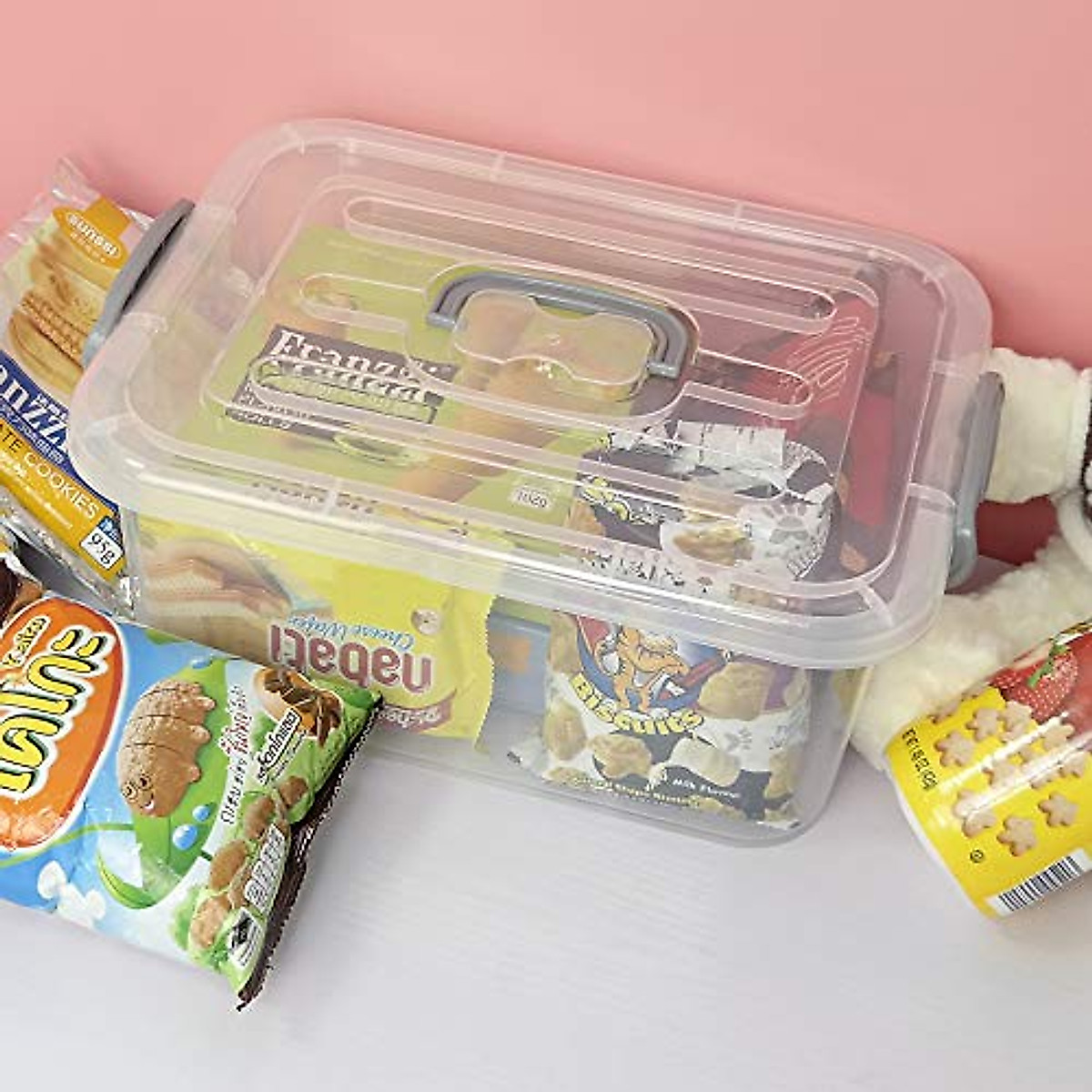 Nesmilers 2 Packs Storage Bin with Lid, 8 Liter Plastic Box Set