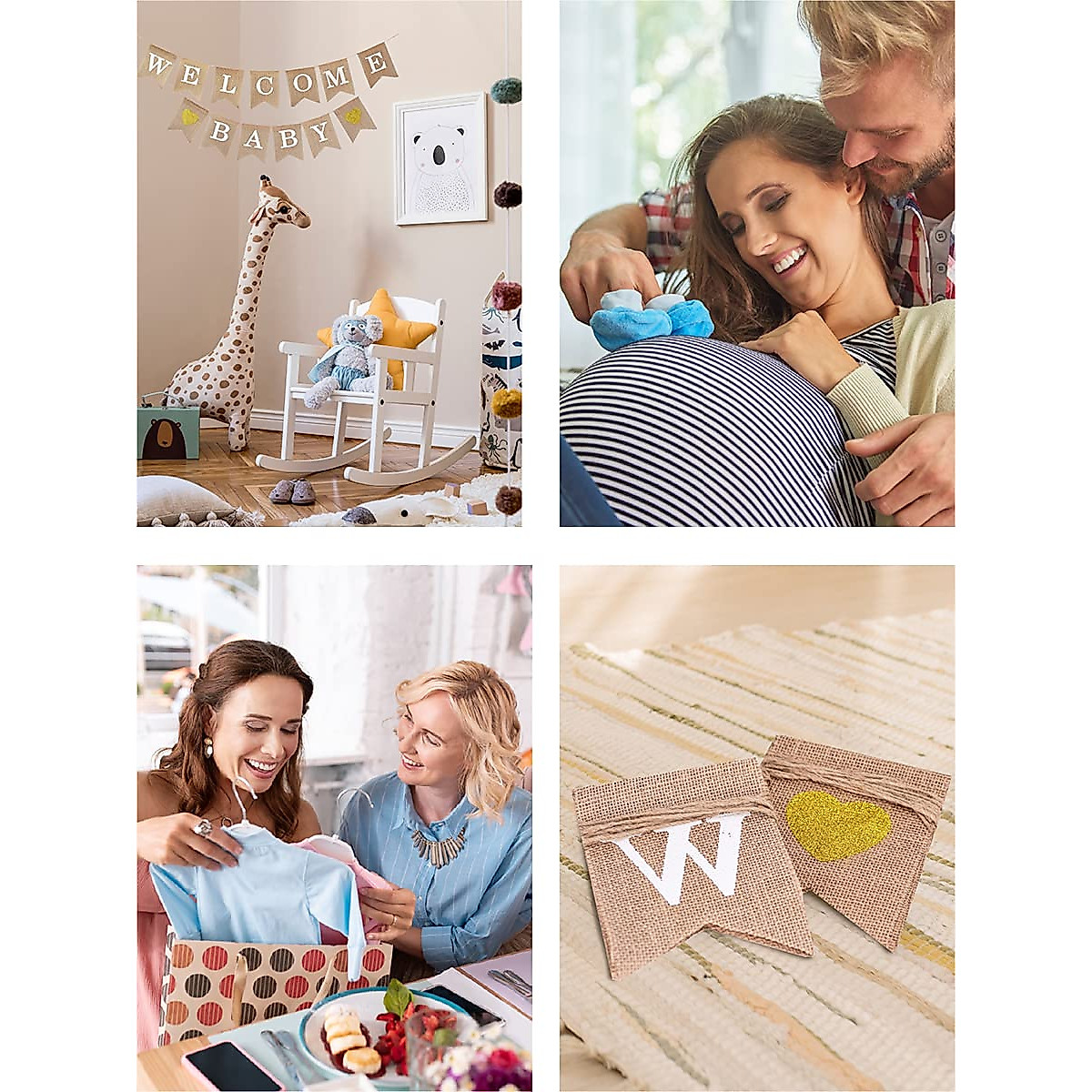 Mandala Crafts Welcome Baby Banner for Gender Neutral Baby Shower Decorations - Baby Shower Banner for Baby Shower Decor - Baby Burlap Banner Garland