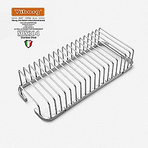 VIBORG Deluxe Solid Thick SUS304 Stainless Steel Wire Wall Mounted Single Tier Bathroom Rectangular Shower Basket Bath Caddy Shelf Organizer Storage Holder for Shampoo Conditioner Polished mirror-like