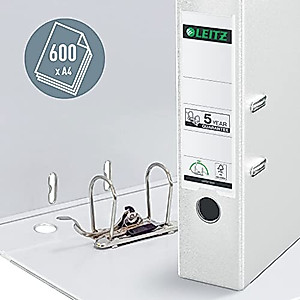 Leitz 180° A4 Plastic Lever Arch File 80mm White - Pack of 3