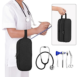 Trunab Stethoscope Carrying Case Hold 2 Stethoscopes or BP Cuffs, Compatible with 3M Littmann/MDF/ADC, Medical Case with Extra Pocket for Nurse Accessories, Essentials for Nurses, Doctors, Black