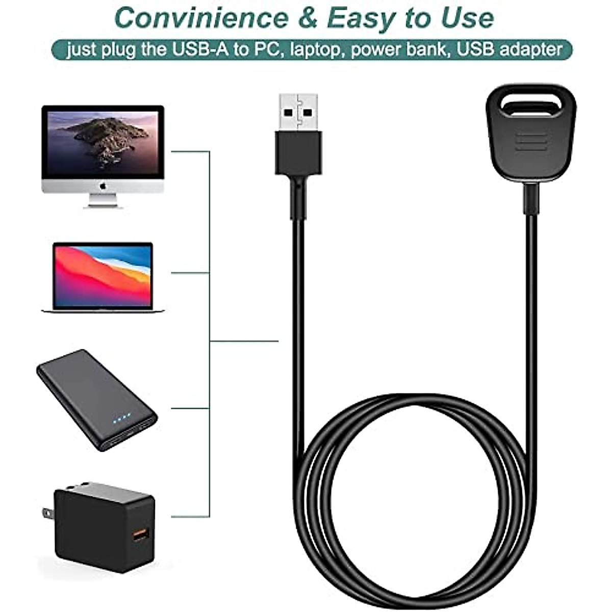 Charger for Fitbit Charge 4 & Fitbit Charge 3, Replacement Charging Cable Clip Cord Dock for Fitbit Charge 3 / Charge 4 Activity Tracker