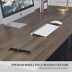 FEZIBO 63" L Shaped Executive Standing Desk with File Cabinet, Electric Height Adjustable, Black Walnut
