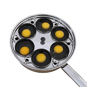 6 Cups Egg Poacher Pan - Stainless Steel Poached Egg Cooker – Induction Cooktop Egg Poachers Cookware Set with 4 Nonstick Large PFOA FREE Egg Poacher Cups and Silicone Spatula