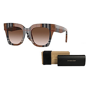BURBERRY Kitty BE4364 396713 49MM Check Brown/Brown Gradient Square Sunglasses for Women + BUNDLE With Designer iWear Eyewear Kit