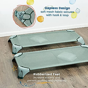 ECR4Kids Stackable Cozy Cot with Storage, Classroom Furniture, Sage, 6-Pack