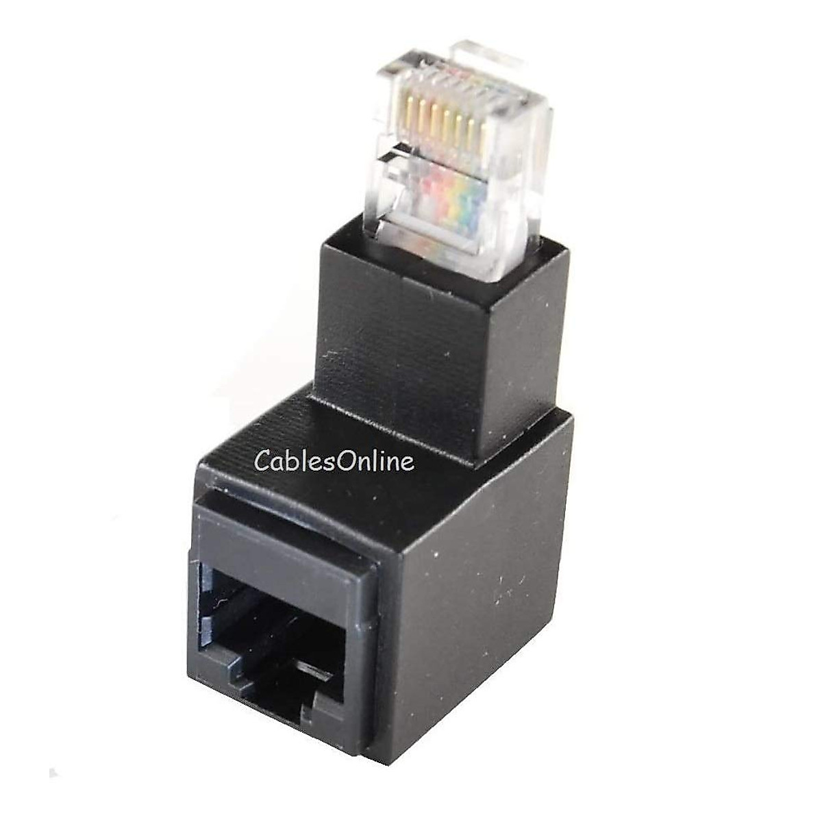 CablesOnline Cat5e/Cat6 RJ45 Ethernet Male/Female Right Angle Adapter. RJ45/ 8P8C Female to RJ45/ 8P8C Male, U-R45K