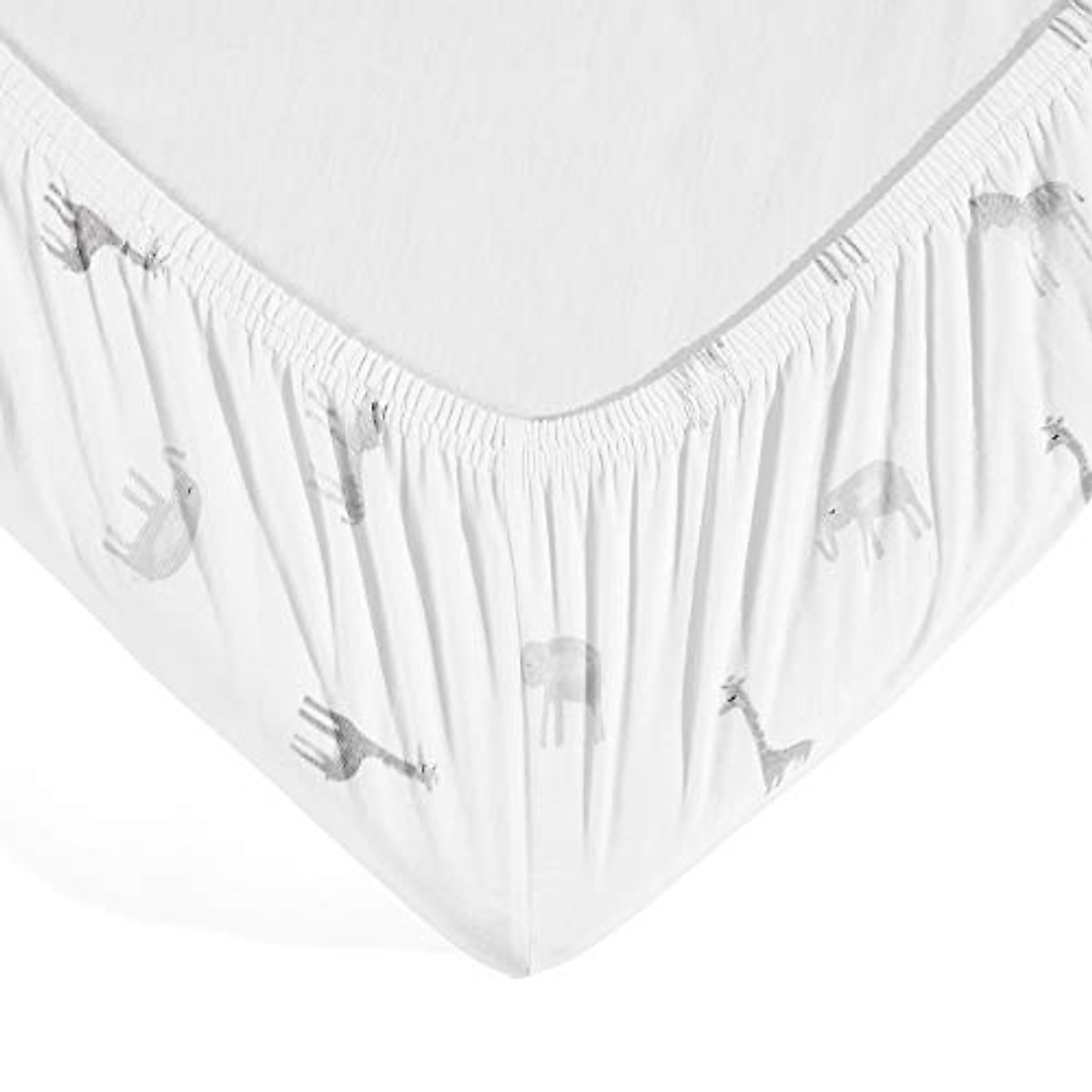 Lush Decor Baby Jungle Adventure Organic Cotton 2 Pack Fitted Crib Sheet, Gray, 52" L x 28" W + 9" Drop