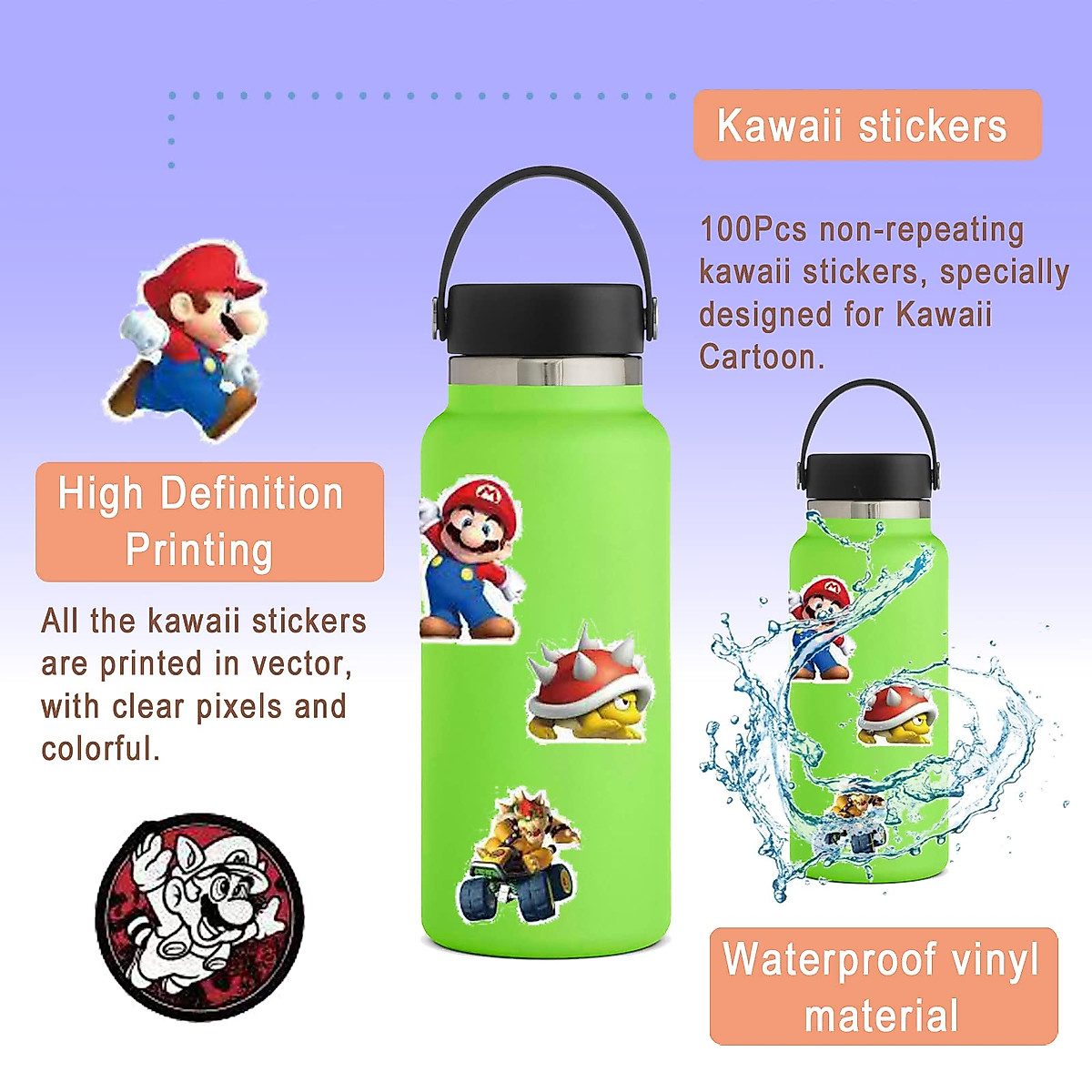 100Pcs Cartoon Stickers Pack, Cool Video Game Stickers Waterproof Vinyl Stickers for Water Bottle Laptop Luggage Skateboard Bike Decals for Kids Teens