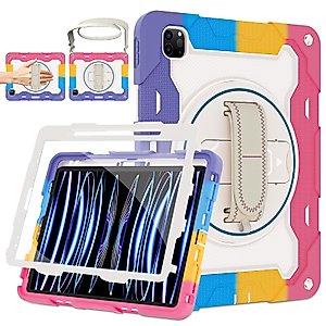 ROISKIN for iPad Pro 12.9 -Inch Case (6th, 5th, 4th & 3rd Gen) with HD Screen Protector, 360 Stand, Hand Strap, Pencil Holder,Shoulder Strap,Rugged Bulky Full Body 12.9 iPad Pro Case