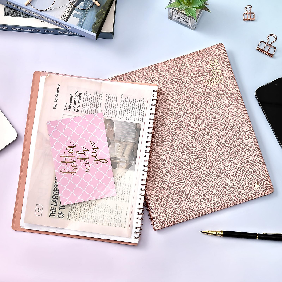 2024-2025 Monthly Planner - Monthly Calendar/Planner 2024-2025, JUL. 2024 - DEC. 2025, 9'' x 11'', 18 Monthly Planner Spiral Bound with Soft Leather Cover, 15 Note Pages, Monthly Tab, Inner Pocket