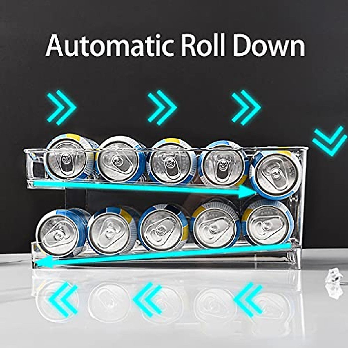 CHBC Fridge Bin BPA-Free Plastic Beverage Can Organizer Without Lid, Clear, 13.39in x 15.3in x 5.31in