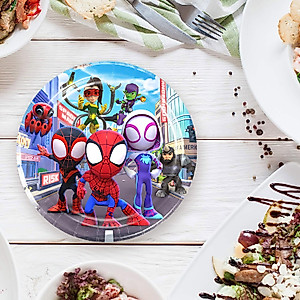 GYSIXGAOSU 40pcs Spidey and His Amazing Friends Party Supplies include 20 plates, 20 napkins for the Spidey birthday party Decoration