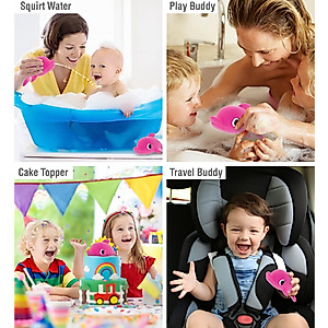 DolliBu Dolphin Bath Buddy Squirter - Floating Pink Dolphin Rubber Bath Toy, Fun Water Squirting Bathtime Play for Toddlers, Cute Sea Life Animal Toy for The Bathtub, Beach, & Pool for Girls & Boys