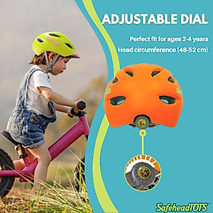 Adjustable Toddler Bike Helmet, Built in Visor with Removable Washable Inner Lining, XS Ages 2-4 Years for Boys and Girls, Perfect for Cycling, Scooters, Grey-Green