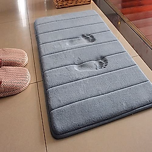 C-LARSS Memory Foam Floor Mat, Comfortable Quick Drying Bathroom Rugs, Non-Slip Ultra Absorbent Mat for Shower Rose Red