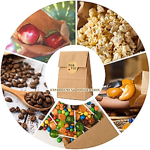 joycraft 100 Count Brown Paper Bags, 1lb Mini Kraft Paper Bags, Square Bottom Stand Up Bags Bulk with 108Pcs Stickers, Grocery Bags for Party Favor, Snacks, Crafts, Small Business 3.5"x2.3"x7"