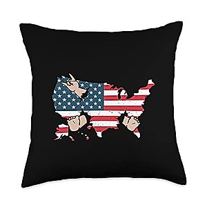 Funny USA Map 4th of July Pregnancy Announce American Flag Throw Pillow