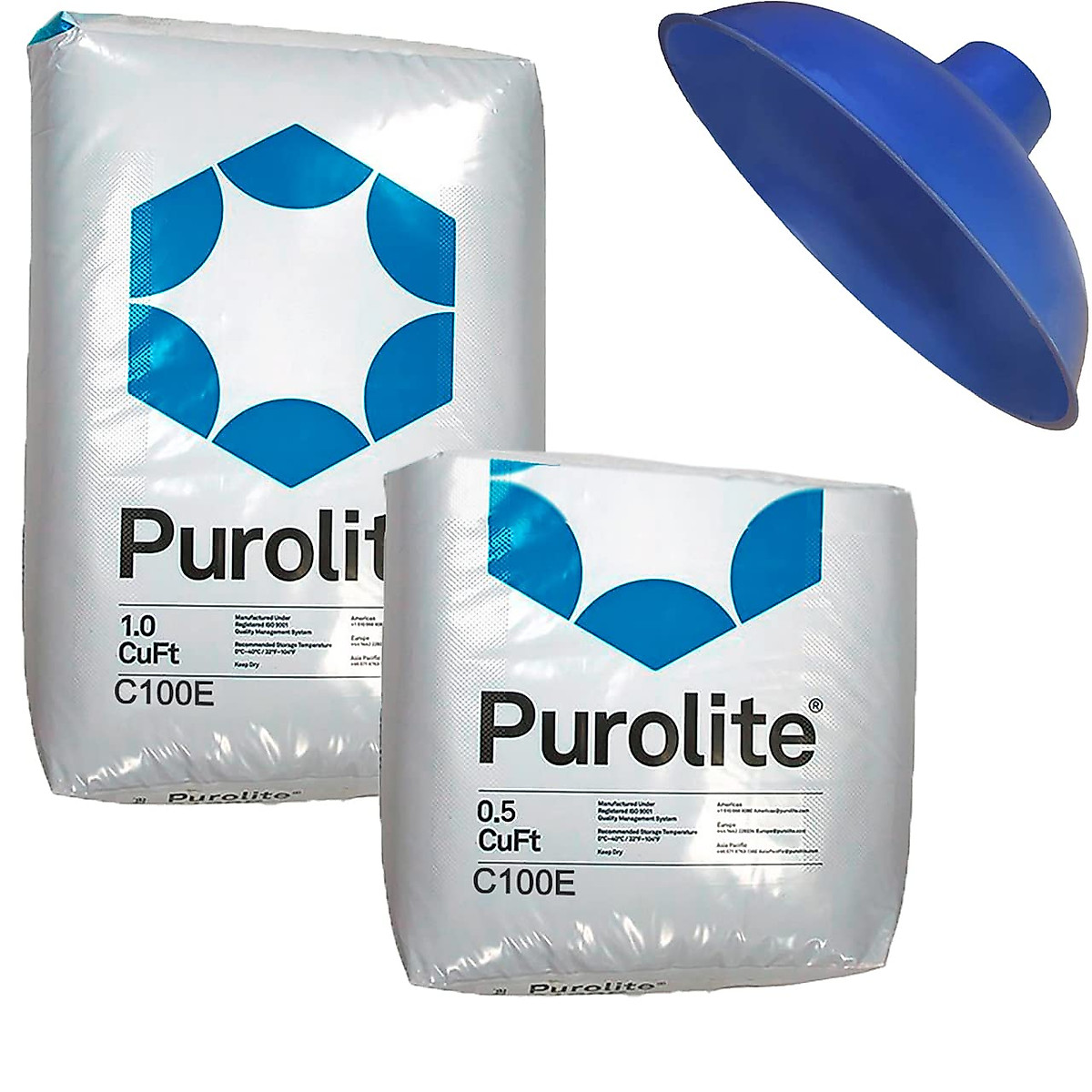 Purolite C100E High Capacity Water Softener Refill Kit - 1.5 cu ft (48k) with funnel