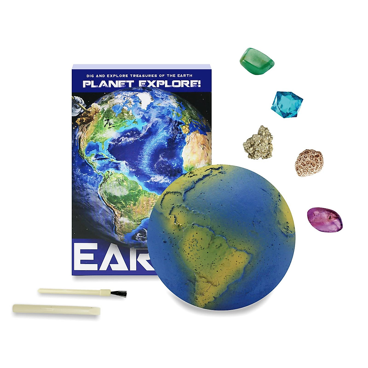 Eayaele Solar System Earth 5 Gem Digging Gemstone Sale Rock Mining Dig Kit for Kids Planet Explore Stone Mega Dig Up Gems Kit