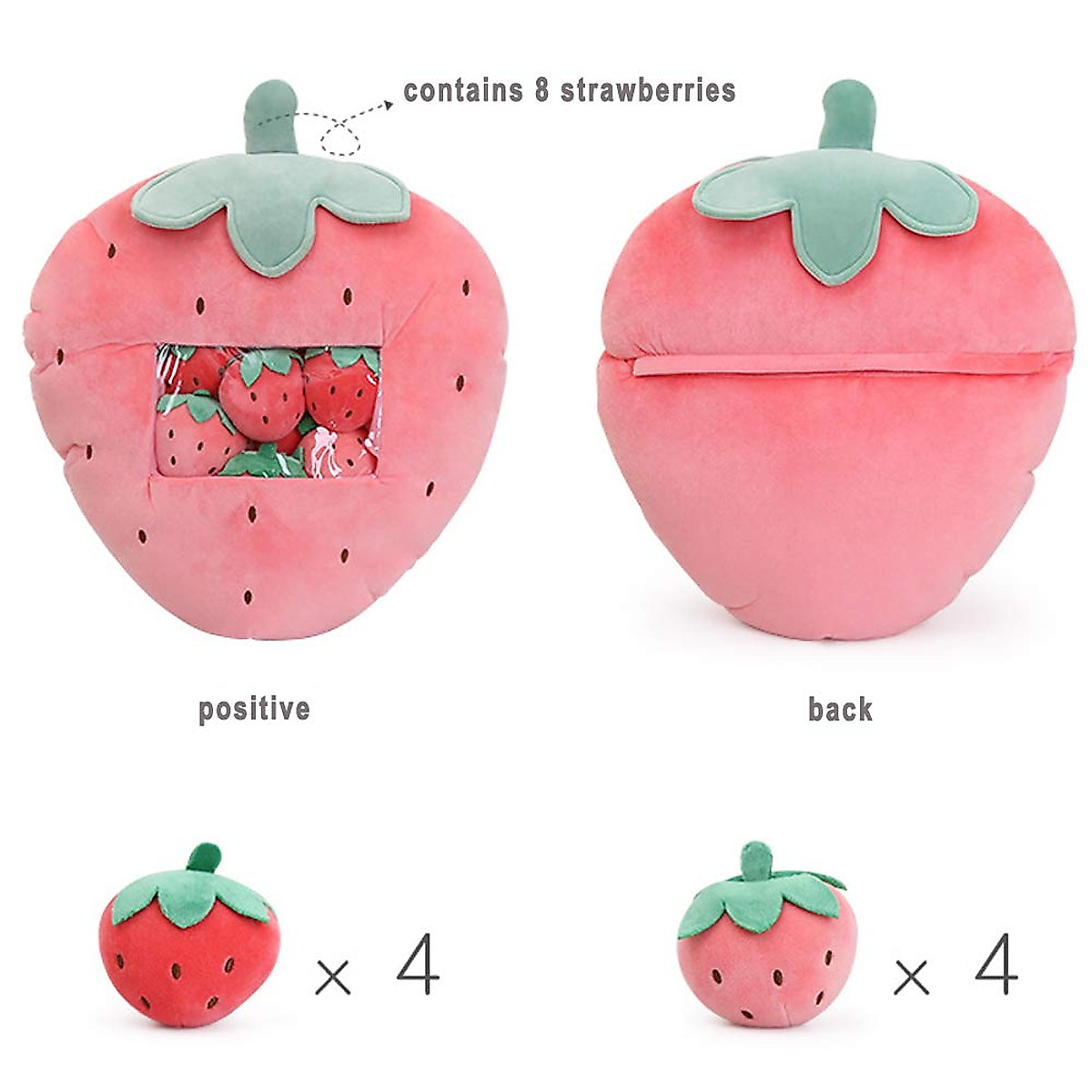 Nenalayo Throw Pillow Fruit Stuffed Toys Strawberry Plush Pillow Removable Fluffy Creative Gifts for Kids, Halloween Christmas Decorative Doll Toy Gift
