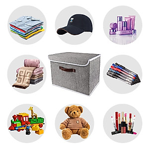 coastal rose Foldable Storage Bins, 2 Pack Decorative Fabric Storage Boxes Baskets with Lid & Handle, Stackable Storage Cubes Organizers for Home, Shelves, Closet, Bedroom, Toys(Gray)