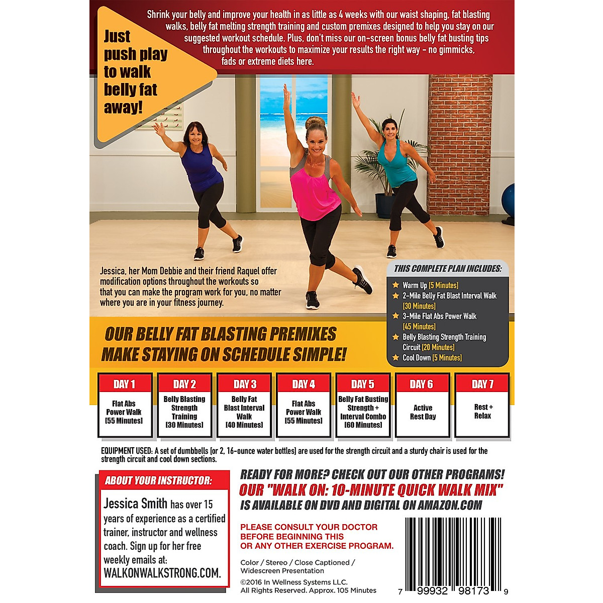 Walk On: Walk Off Belly Fat 5 Days a Week with Jessica Smith, Walking at Home, Interval Low Impact Cardio and Strength Training for Women, Beginner, Intermediate Level