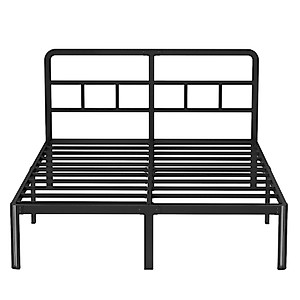 Yicensen 14 Inch Full Bed Frame with Headboard, Heavy Duty Metal Metal Full Size Platform Bed Frame No Box Spring Needed with Rounded Corner Legs, Noise Free, Easy Assembly, Black