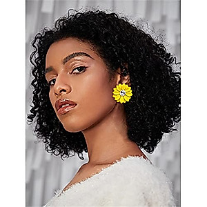 coadipress 8 Pairs Flower Stud Earrings Set for Women Bohemian Matte Flower Earrings With Gold Faux Flower Bud Chic Daisy Earrings Jewelry Gifts (6 Pairs Flower Studs)