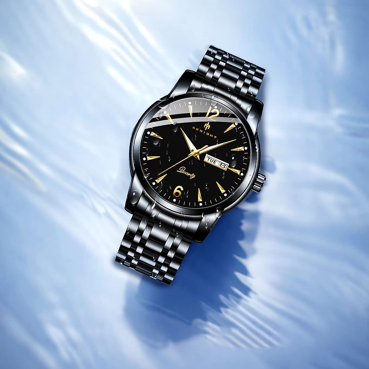 BY BENYAR AKNIGHT Watches for Men Quartz Movement Watch，Waterproof Luminous Men's Watch, Stainless Steel Strap Business Watches