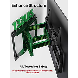 USX MOUNT Full Motion TV Wall Mount for Most 47-84 inch Flat Screen/LED/4K TV, TV Mount Bracket Dual Swivel Articulating Tilt 6 Arms, Max VESA 600x400mm, Holds up to 132lbs, Fits 8” 12” 16" Wood Studs