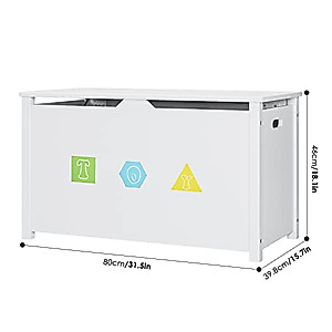 BOTLOG Toy Box Storage, Wooden Storage Chest, White Trunk for Toys, Storage Organizer with 2 Safety Hinges and Hollow Handle, 31.5 x 15.7 x 18.1 inches, for Entryway, Bedroom, Nursery, Playroom