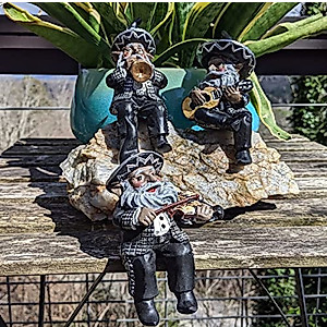 John Bernard & Company Mariachi Band Shelf Sitter Gnomes Statue Set of 3, 6 inches H, Includes Guitarist, Violinist, Trumpet Player, Funny Home or Garden Décor…. La Fiesta Collection