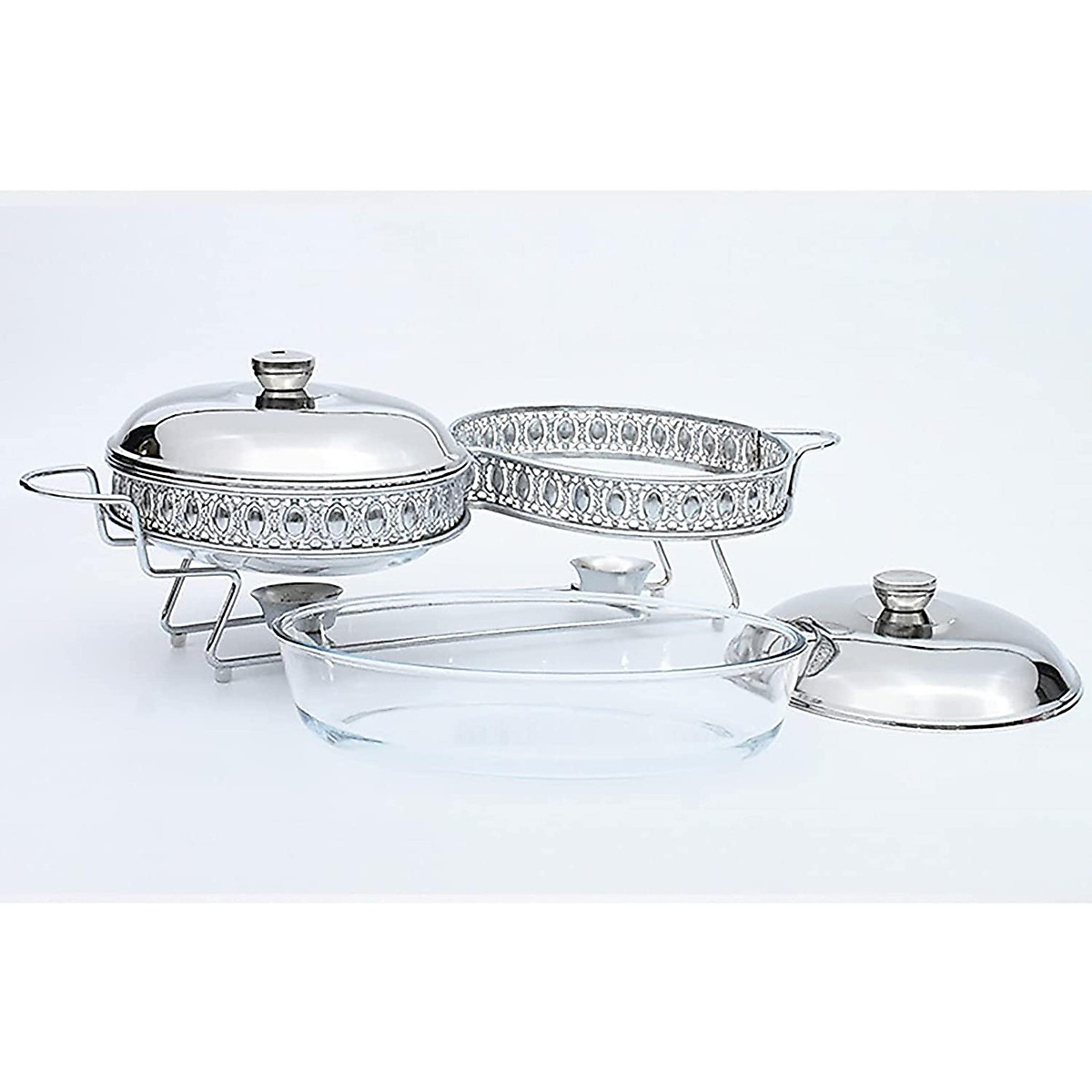 UZOURI 3 Quart Stainless Steel Chafing Dish Buffet Set, Chafer Set with Lid, Food Warmer for Parties Kitchen Banquet Dining,Silver (Gold)